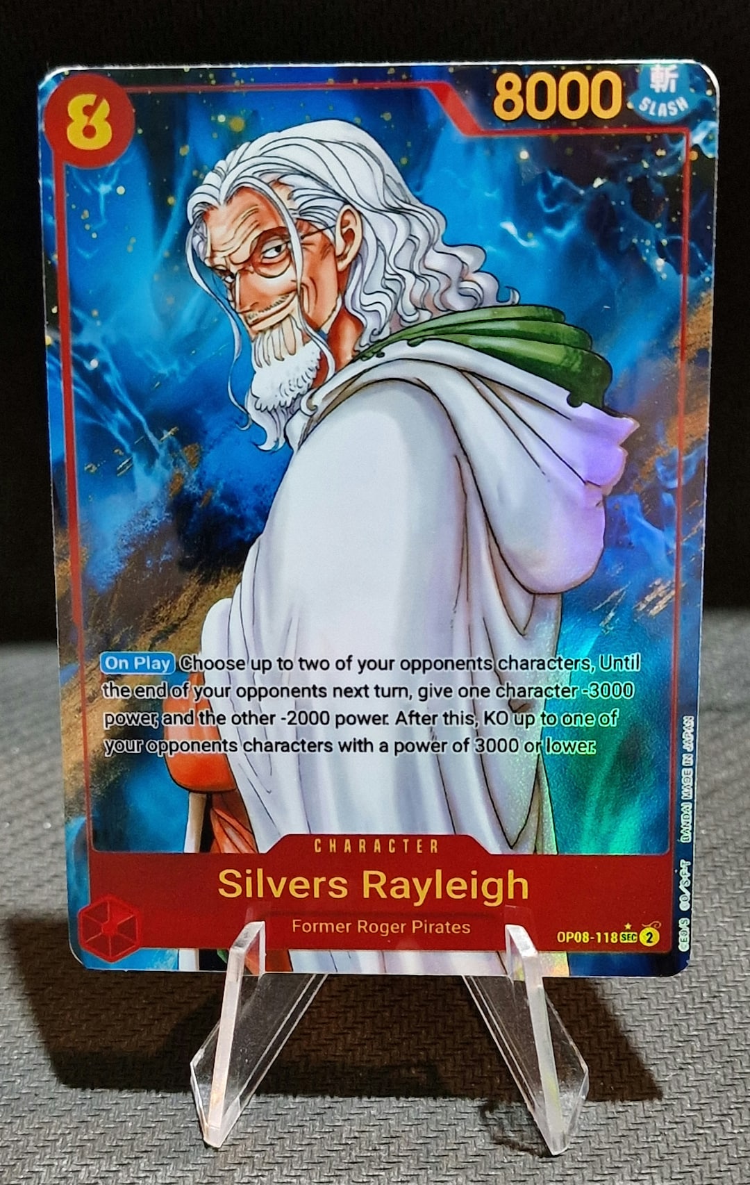 One Piece Proxy Card Holo - Silvers Rayleigh OP08-118 Character - Etsy