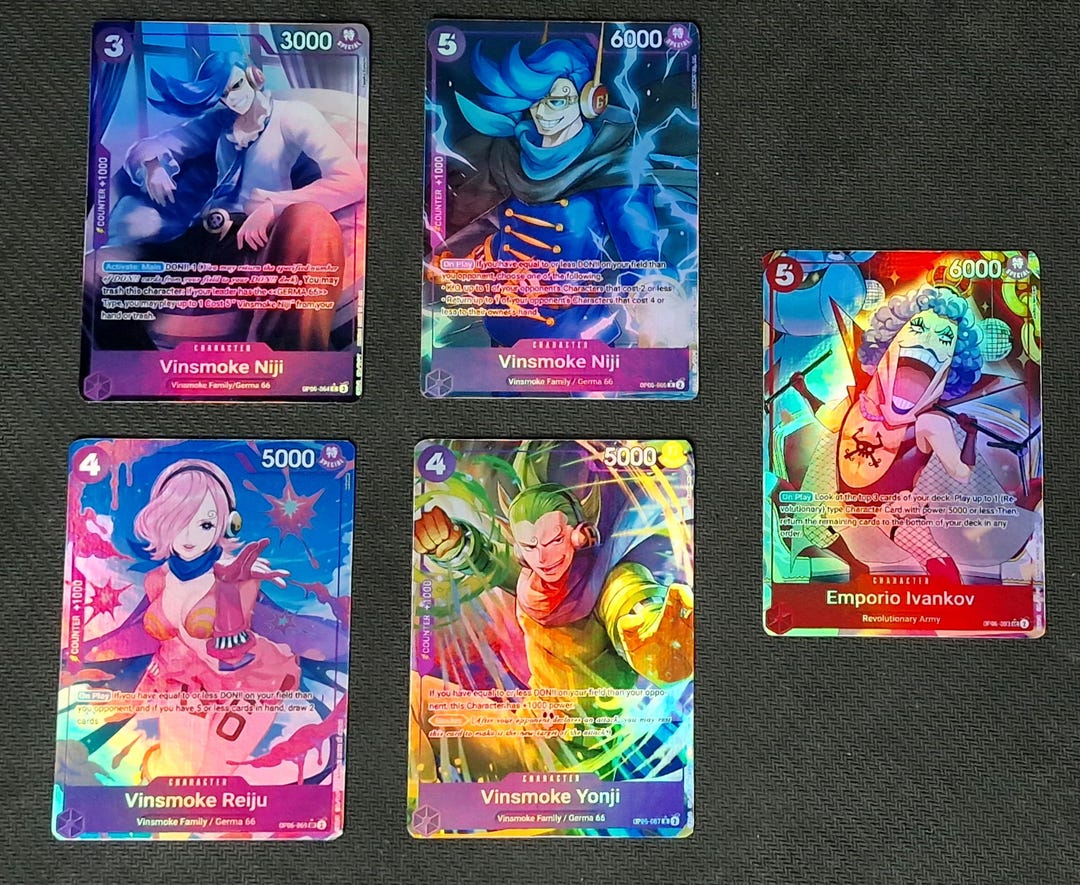 One Piece Proxy Card Holo - Vinsmoke Niji Reiju Yonji Emporio Ivankov ...