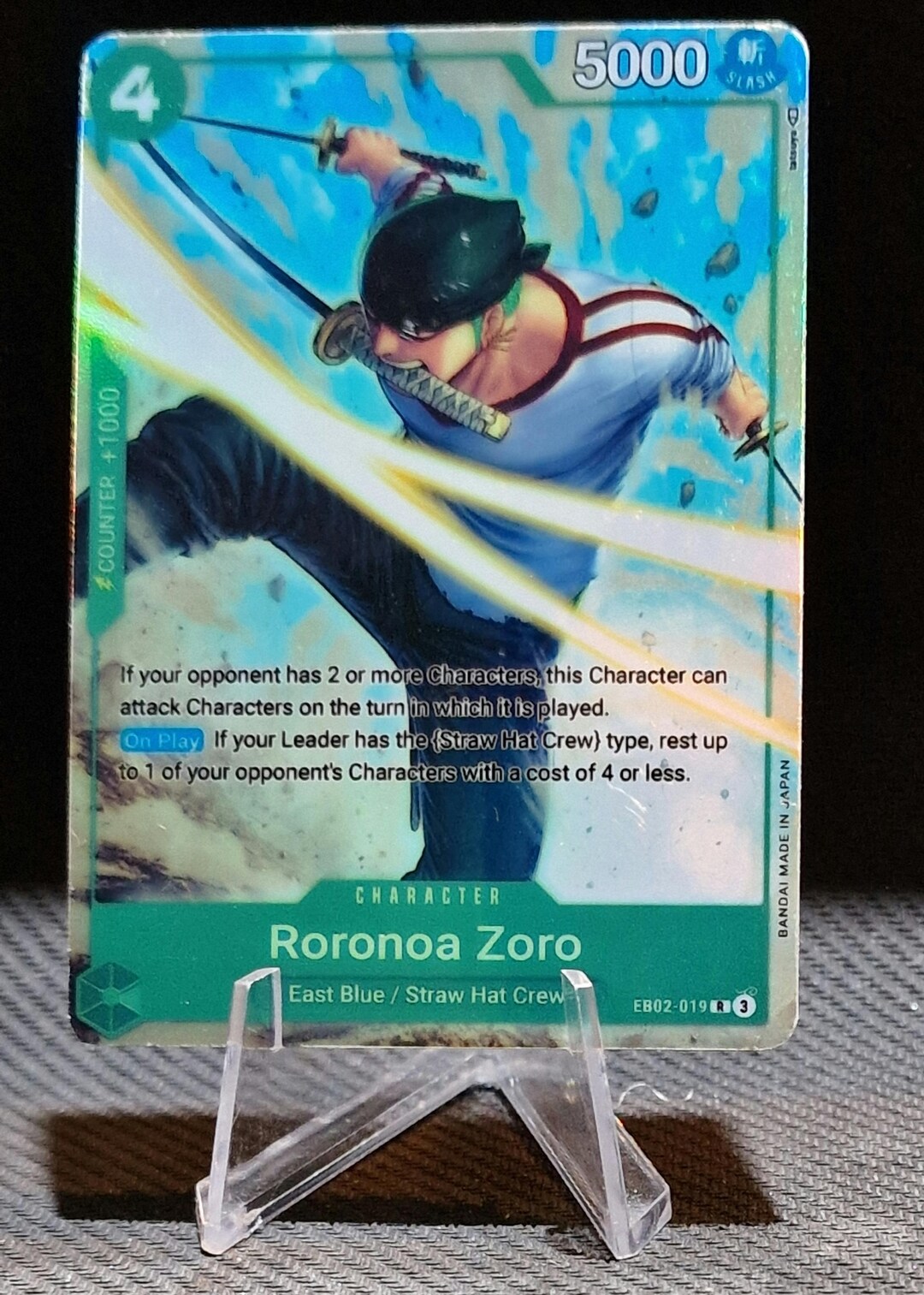 One Piece Proxy Card Holo - Roronoa Zoro EB02-019 Character - Etsy