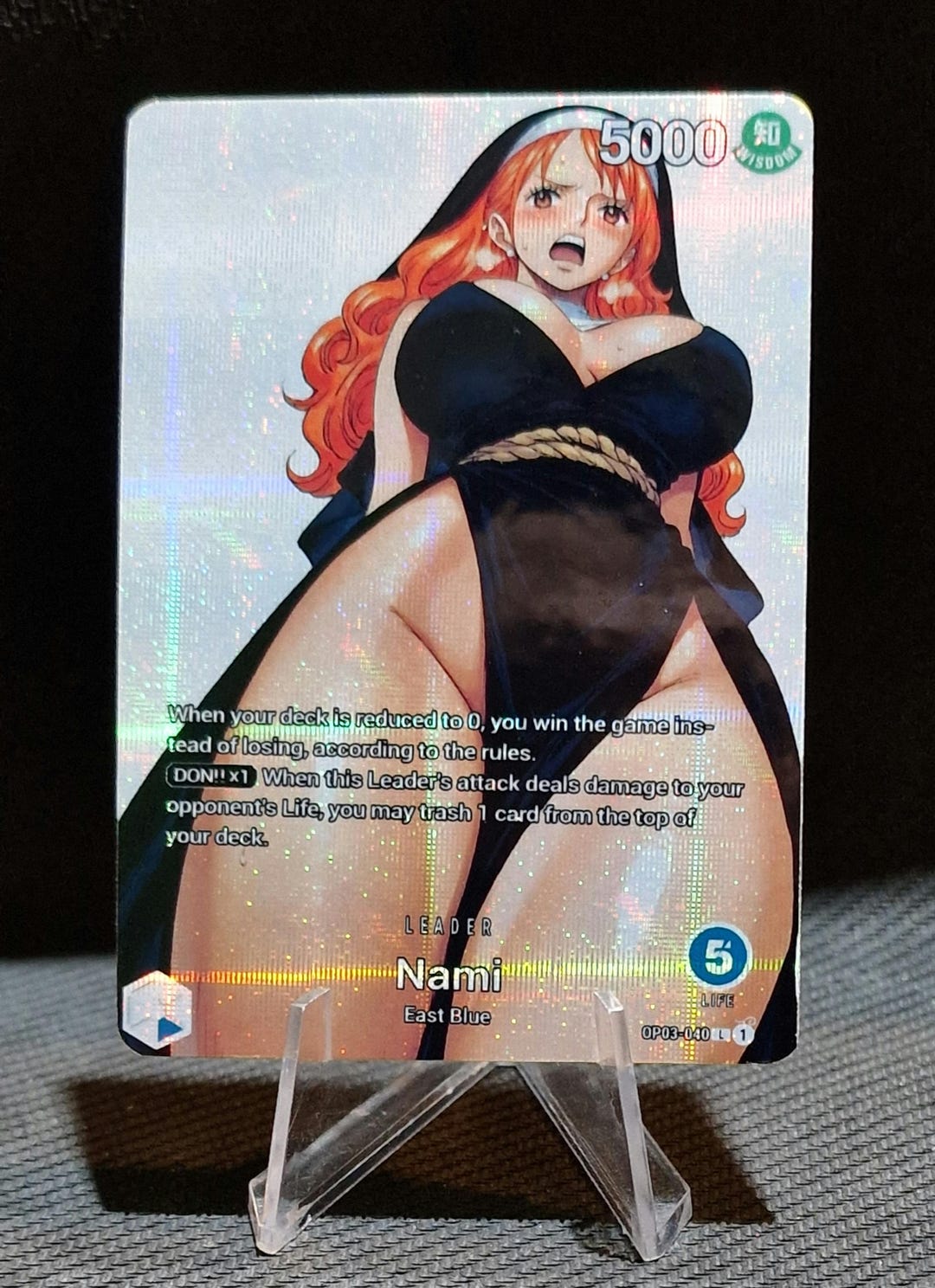 One Piece Card Holo - Nami Custom Leader OP03-040 Alt Art New Holography "parallel" Waifu - Etsy