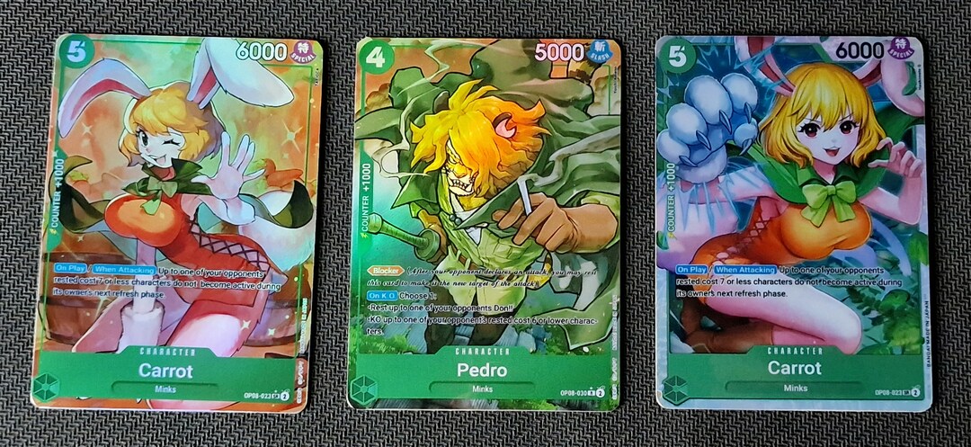 One Piece Proxy Card Holo - Carrot Pedro - OP08 Character Green - Etsy