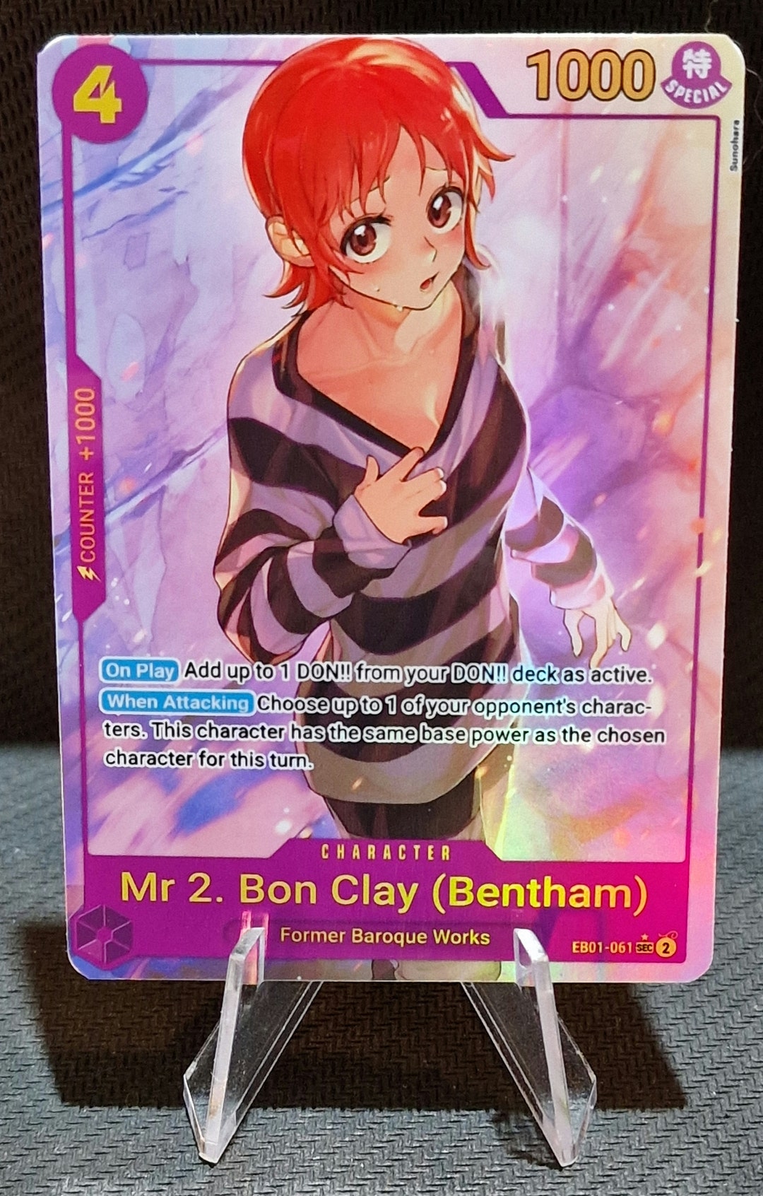 One Piece Proxy Card Holo - Mr 2. Bon Clay (bentham) EB01-061 Character - Etsy