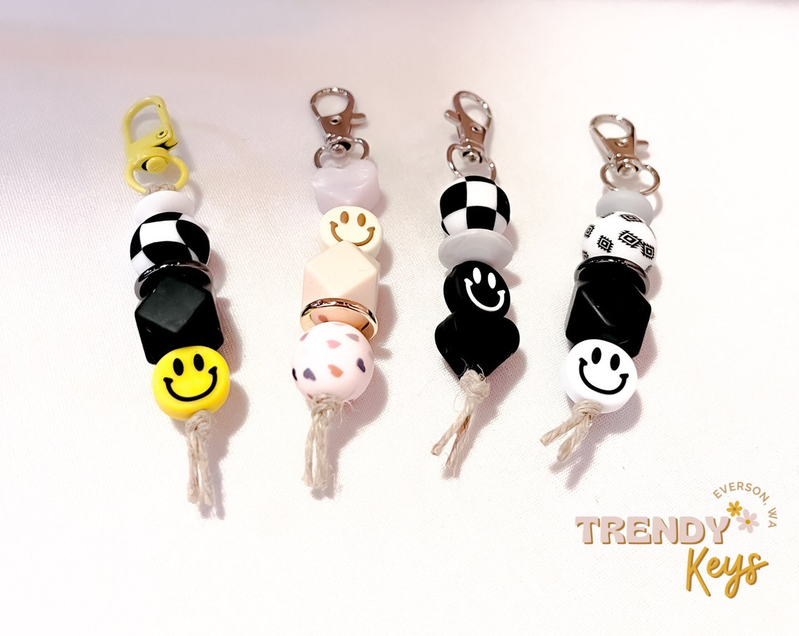 Checkered Smiley Mini Keychains - Etsy