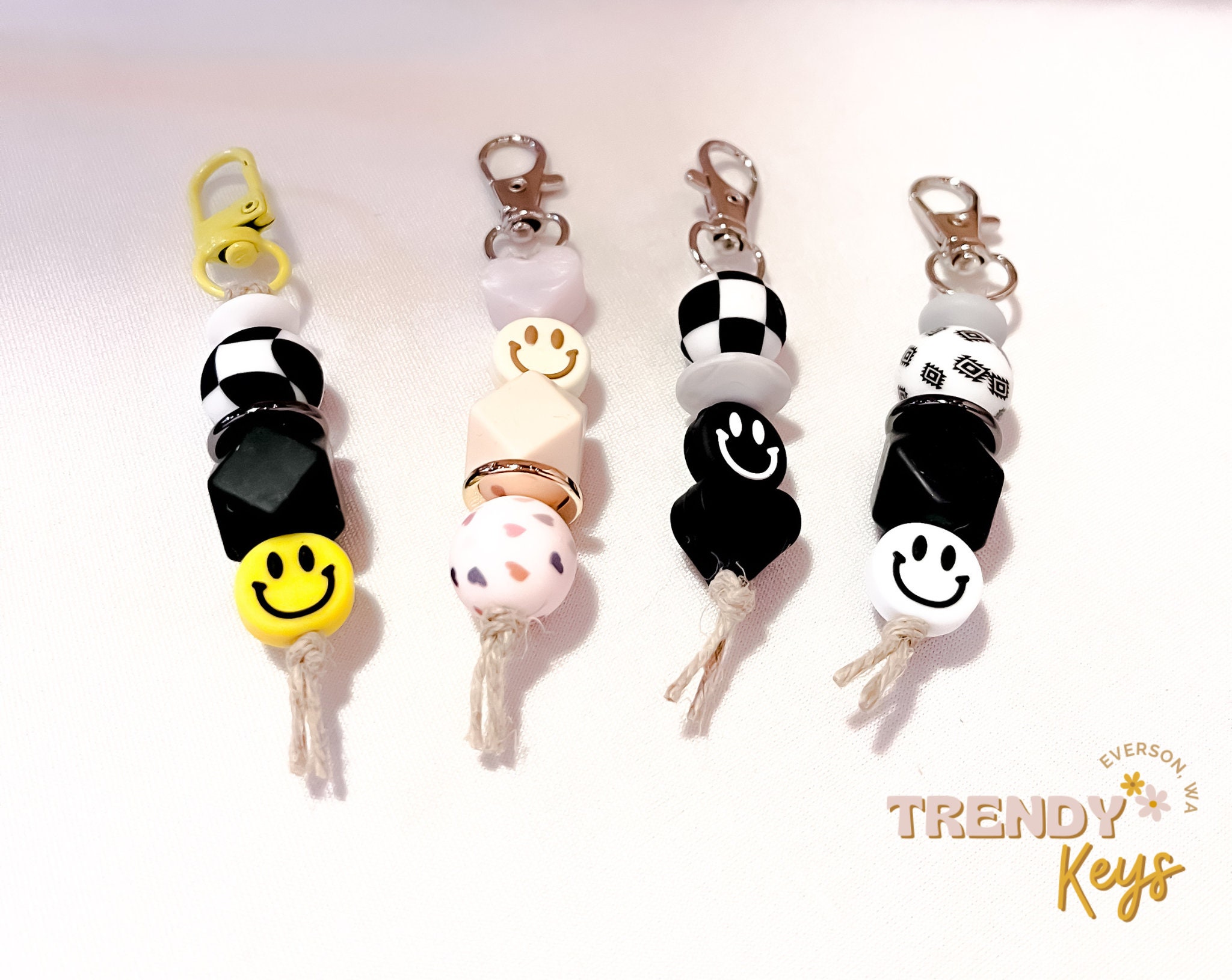 Checkered Smiley Mini Keychains - Etsy