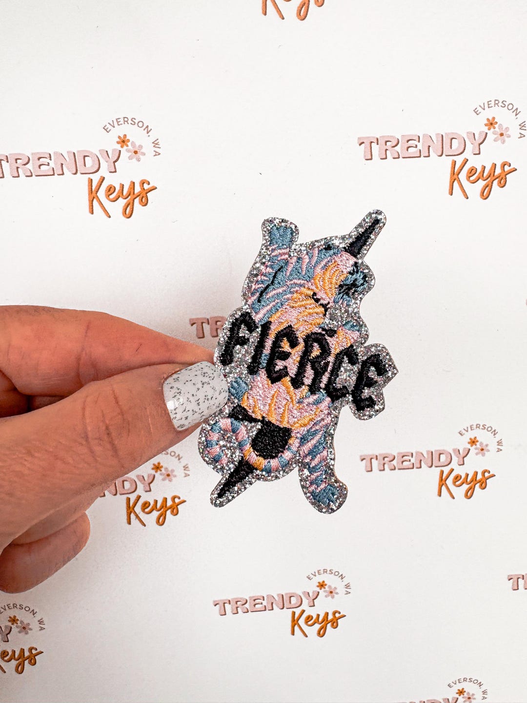 Glitter Fierce Tiger Patch, Trendykeys Custom Embroidered Patch - Etsy