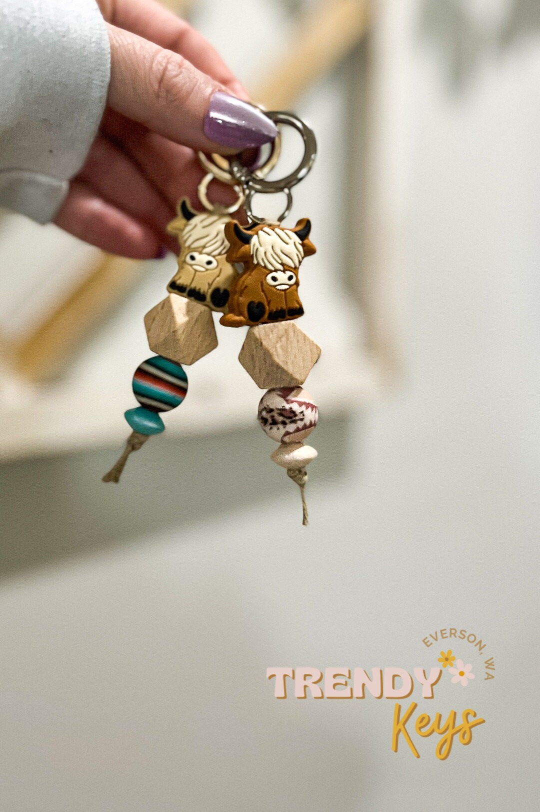 Highland Cow Bag Charm Keychains - Etsy