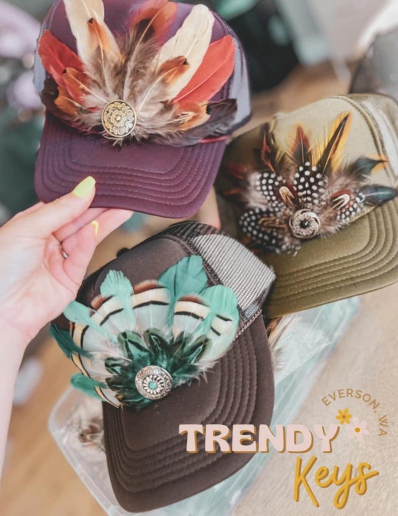 Custom Feather Trucker Hat, Fully Customizable, One of a Kind - Etsy