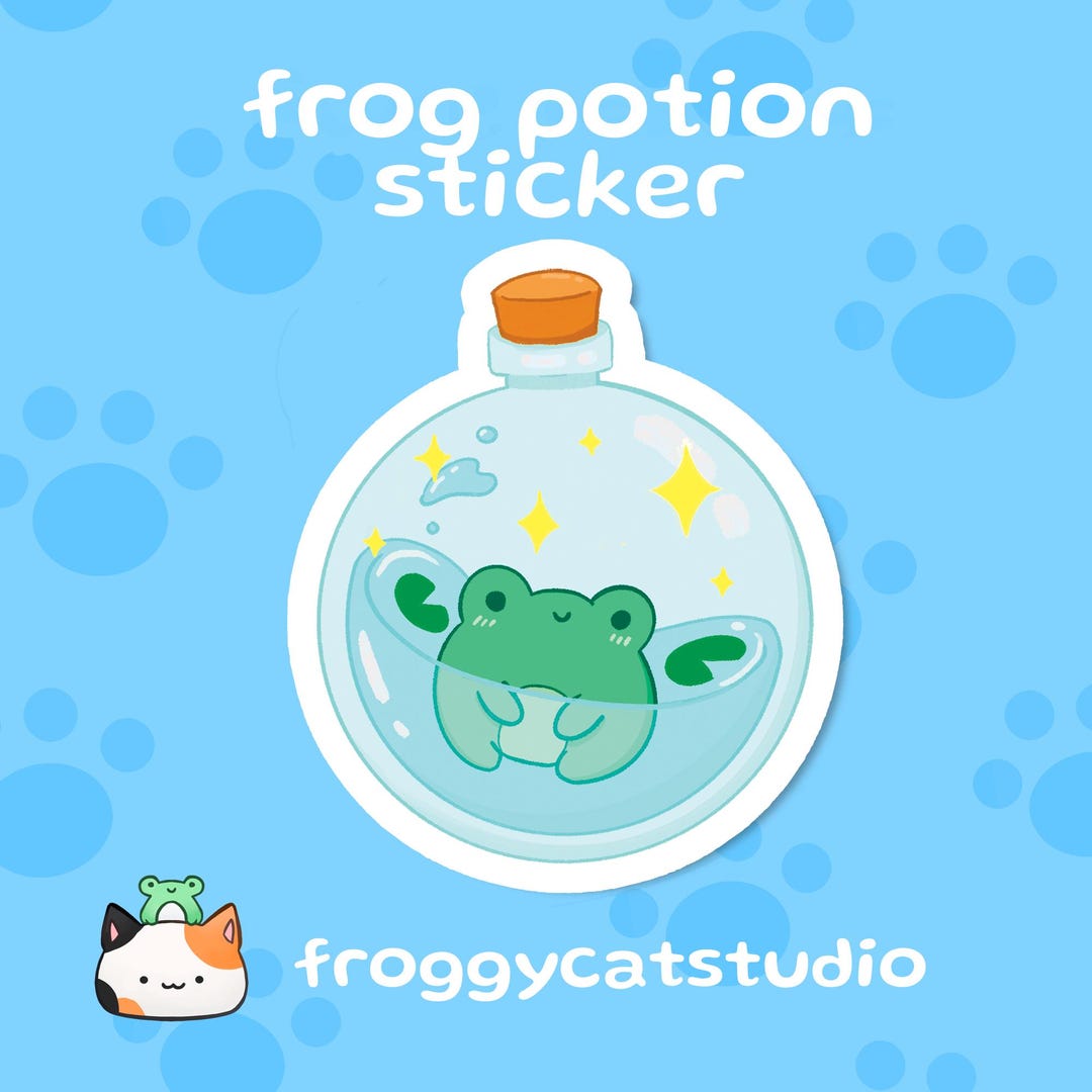 Frog Potion Sticker | Cute Potion Bottle Sticker | Vinyl Sticker for ...