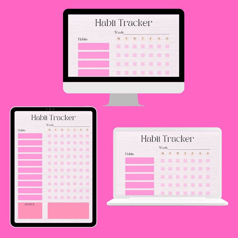 Pink Weekly Habit Tracker - Digital Download - Etsy