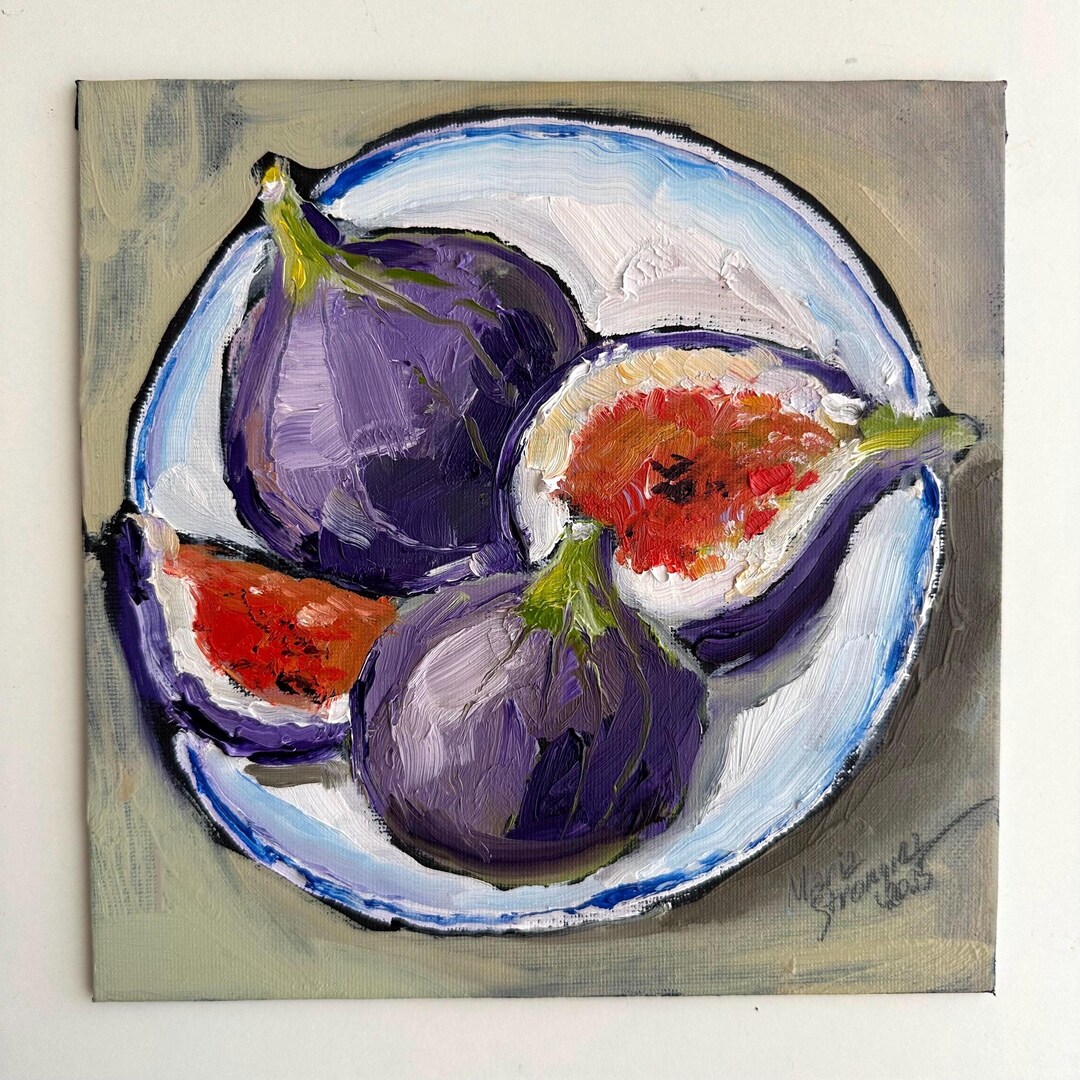 Figs Painting Original Kitchen Wall Art 8 by 8 Fig Still Life Semi ...