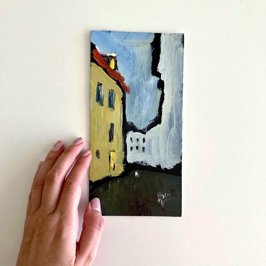 Old Tallinn Oil Painting: Miniature Cityscape Wall Art (4x7.5) - Etsy