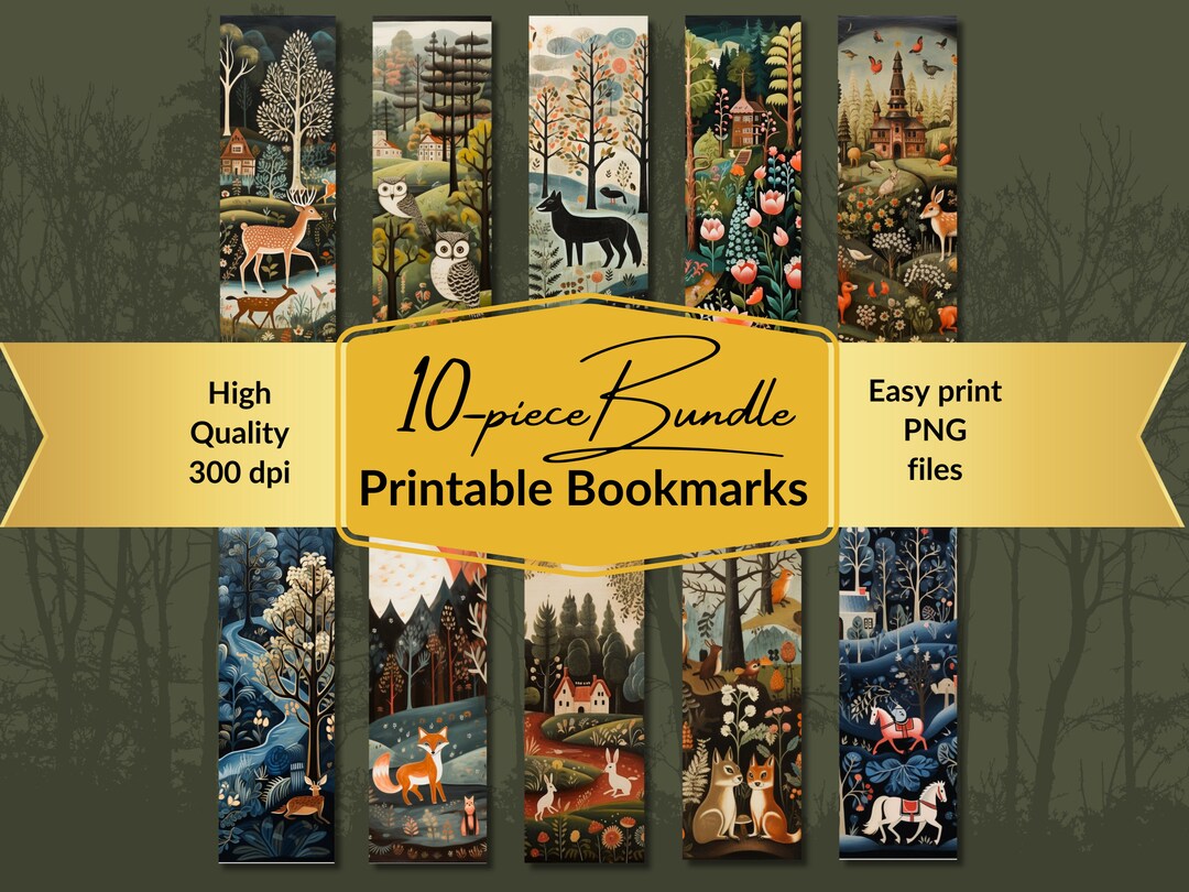 Forest Bookmarks Bundle Printables, Forestcore Decor Gifts, Book Mark ...