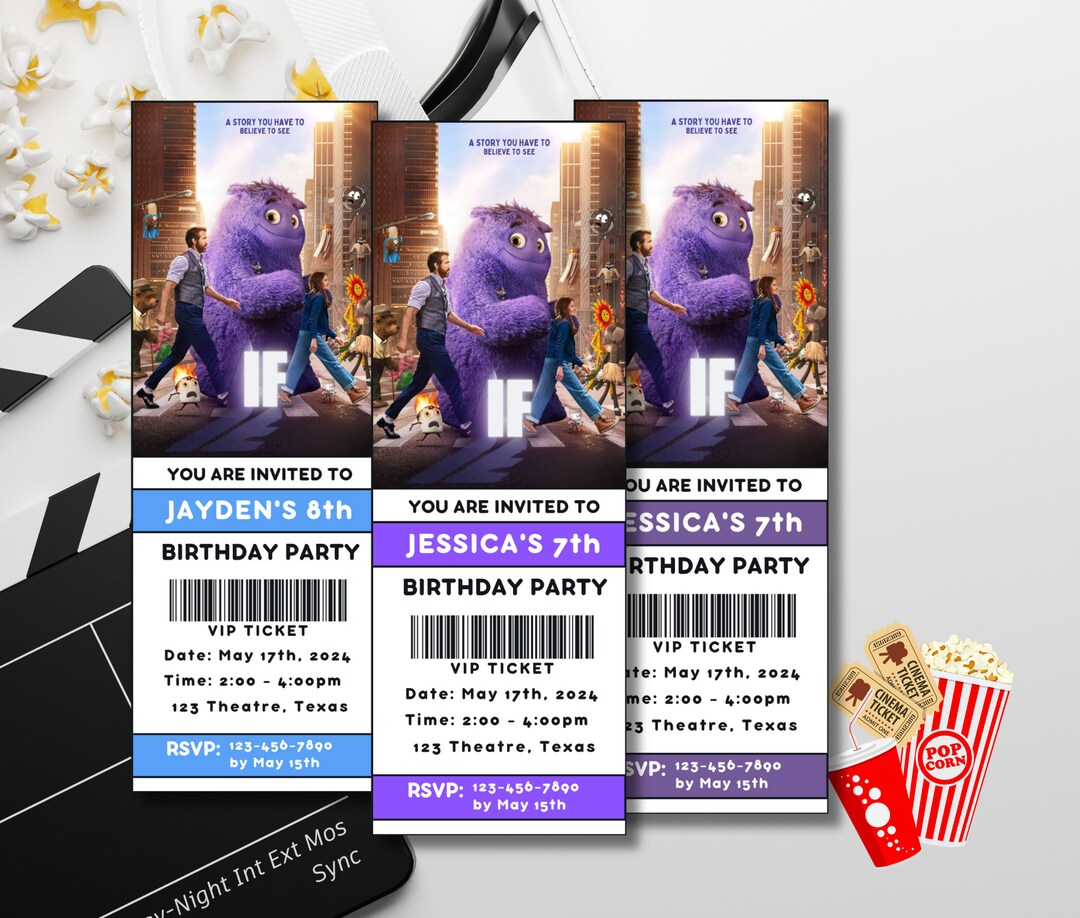 IF Movie Ticket Invitation, Imaginary Friends Ticket, IF Movie ...
