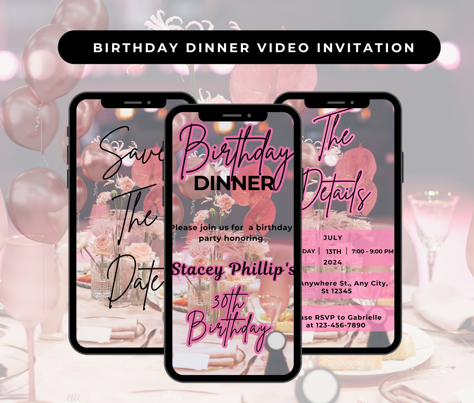 Birthday Party Invitation, Birthday Dinner Party, Animated Invite ...