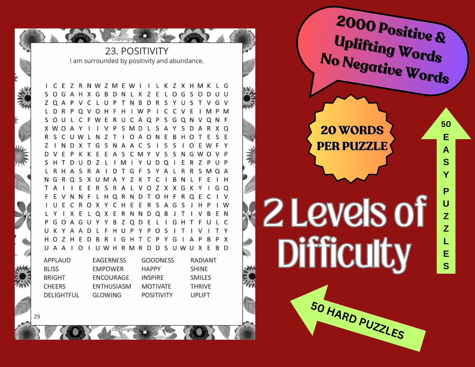 100 Anxiety Relief Word Search Printable | Word Search for Adults ...
