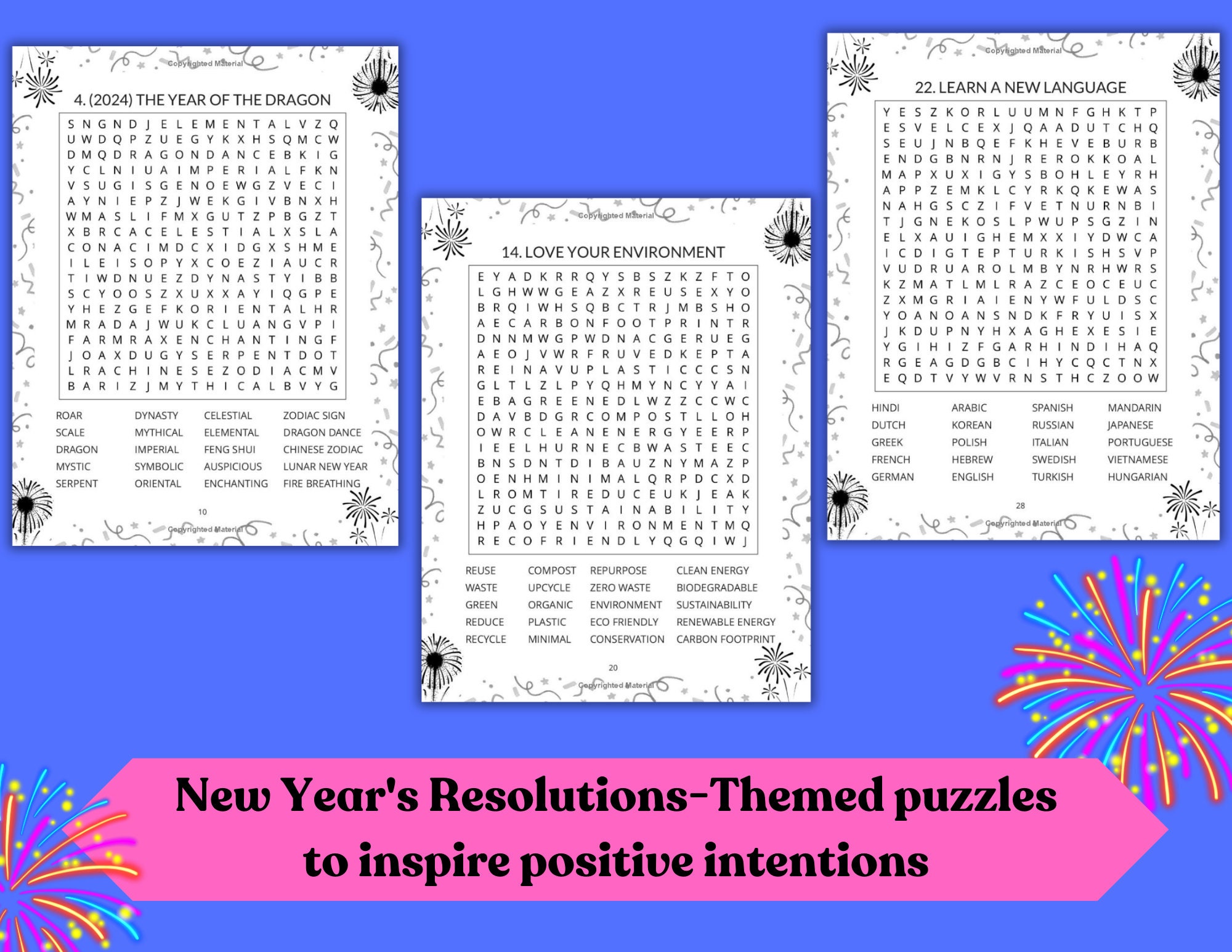 2024 Word Search Printable | Large Print | Positive | Mindfulness Word ...