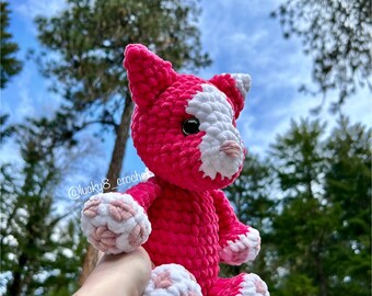 Amigurumi Pink Cat, Crochet Doll, Crochet Plushie, Ready to Ship - Etsy