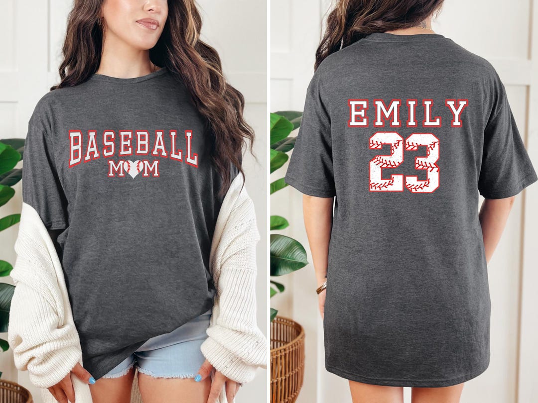 Custom Baseball Mom Shirt With Name and Number, Personalized Team Tee ...