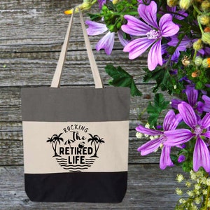 Rocking the Retired Life Tote Bag, Retirement Canvas Bag Gift ...