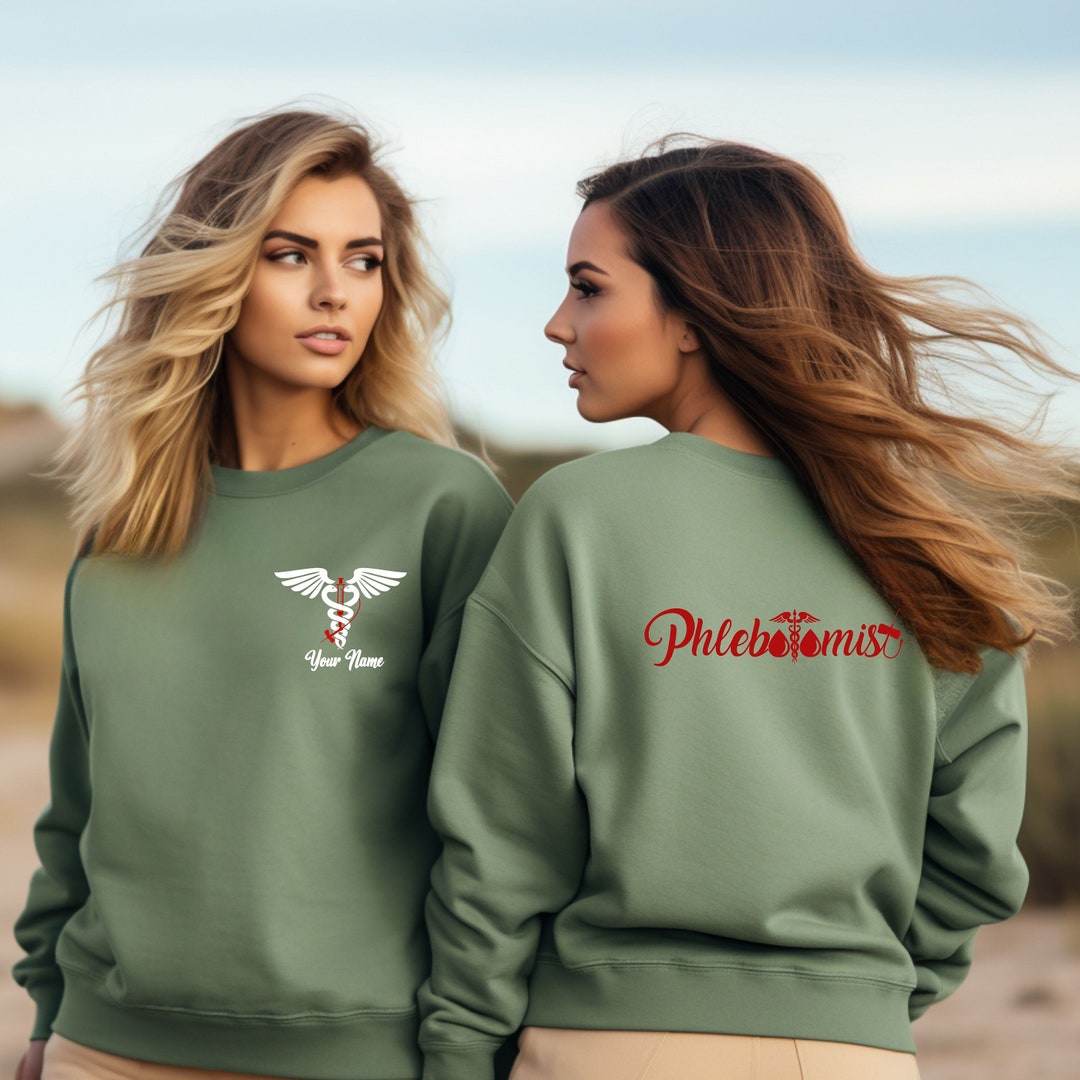 Custom Phlebotomist Double Sided Sweatshirt, Personalized Medical ...
