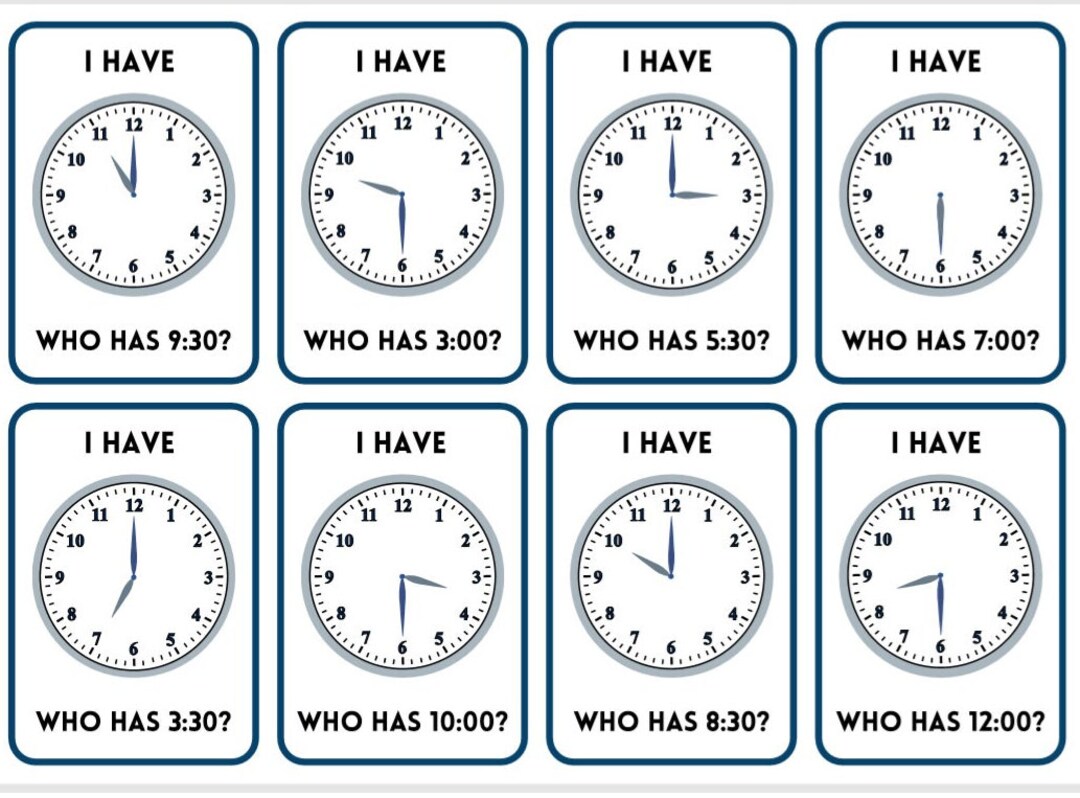 Analog Clock Time Flashcards With 5 Free Coloring Pages for - Etsy