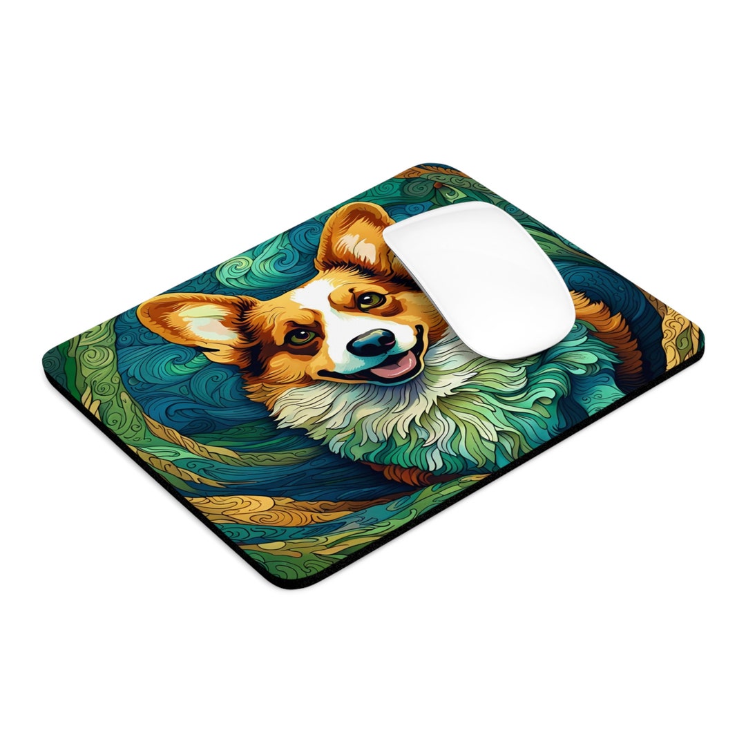 A Corgi on Teal Swirl Mouse Pad - Etsy