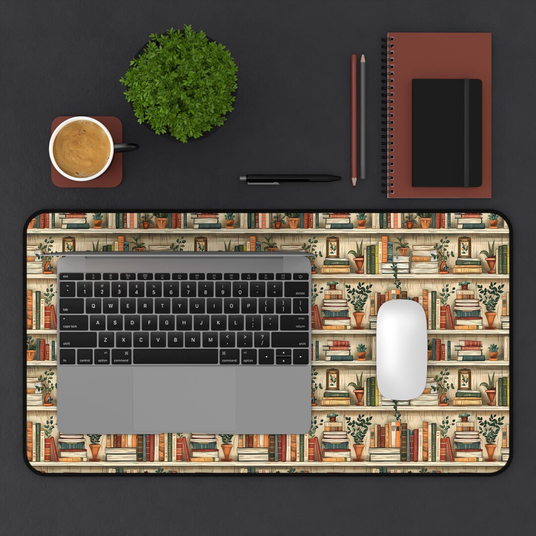 Bookish Decor Neoprene Desk Mat, Librarian Office, Book Lover Office ...