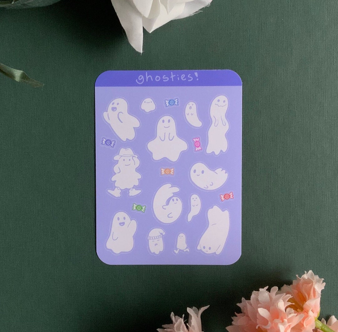 Mini Ghosts Sticker Sheet Handmade Water Bottle & Stationary Stickers ...