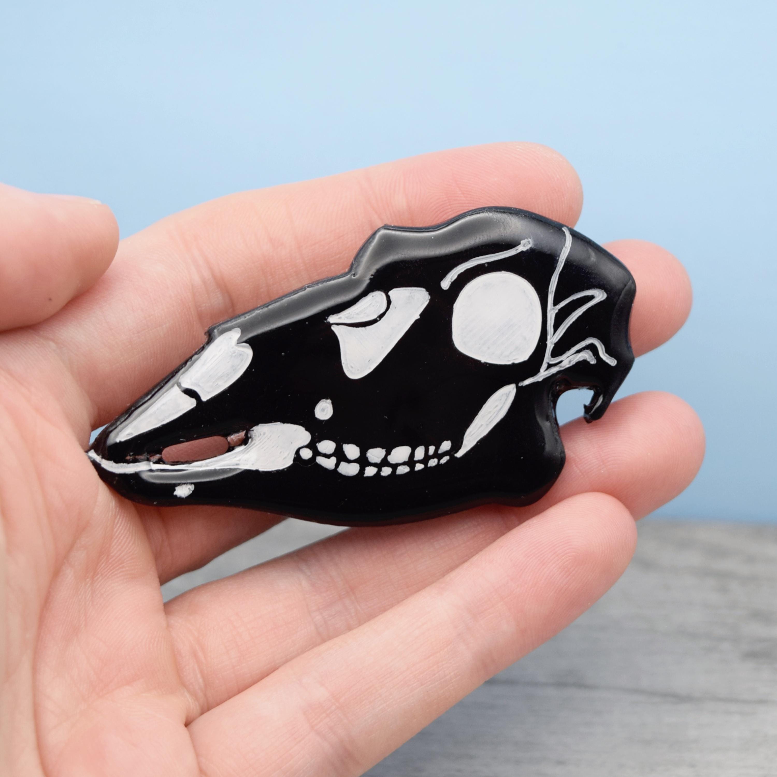 Animal Skull Pins | Handmade Clay Pins | Creepy Coyote, Raven, and Deer ...