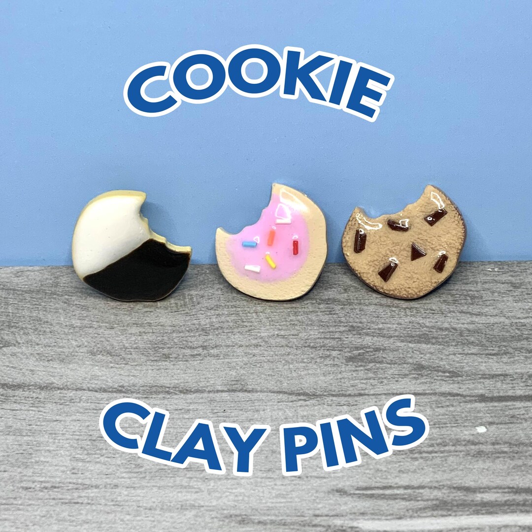 Cookie Pins | Handmade Clay Pins | Cute Chocolate Chip, Sprinkle, Black ...