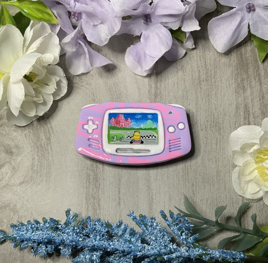 Pink Swirl Gameboy Advance Pin Handmade Clay Pins Princess Peach Mario ...