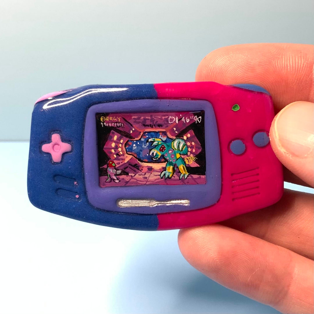 Handpainted Pin Metroid Fusion Collectible Gameboy Advance Pin Clay Pin ...