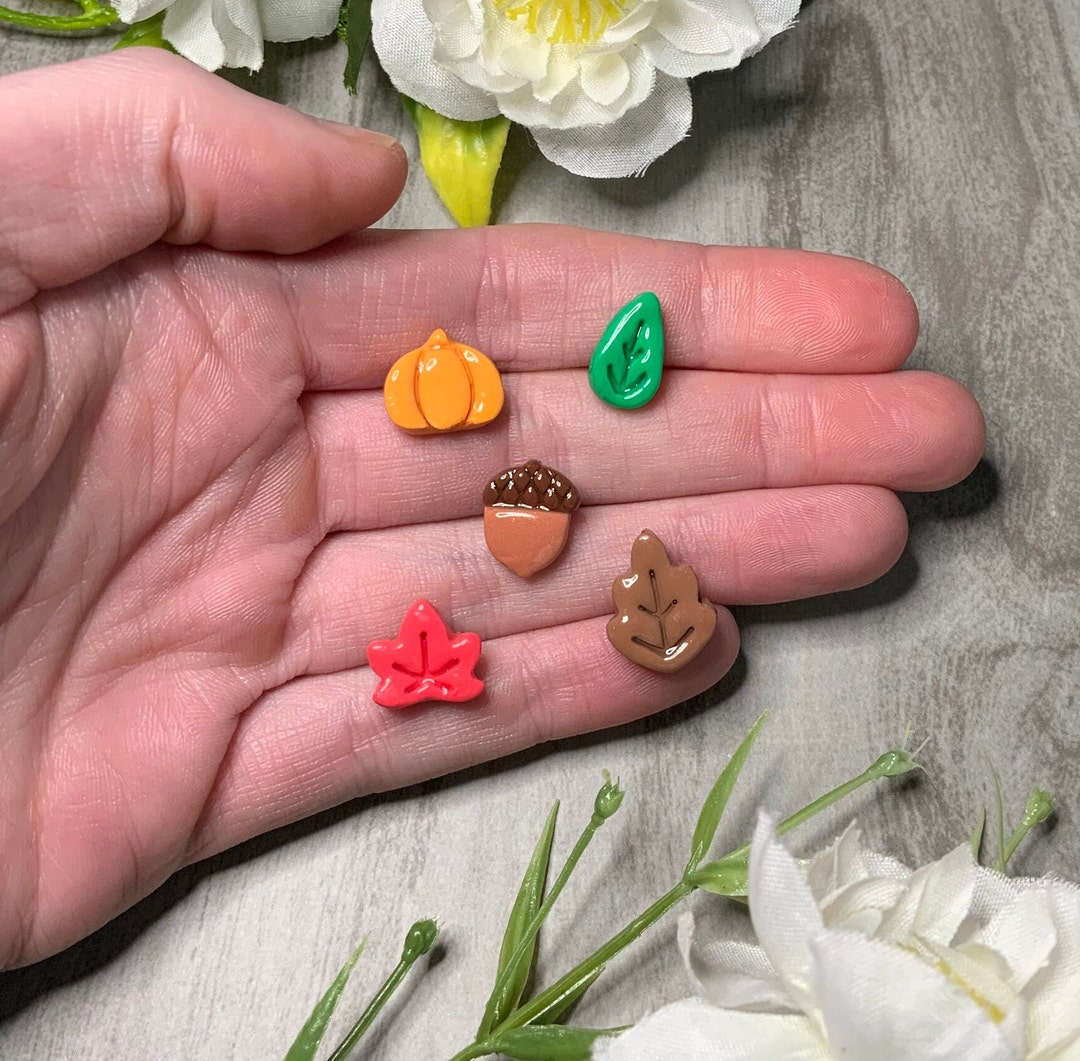 Fall Nature Pin Set Handmade Clay Pins Cute Pumpkin, Acorn, and Autumn Leaves - Etsy