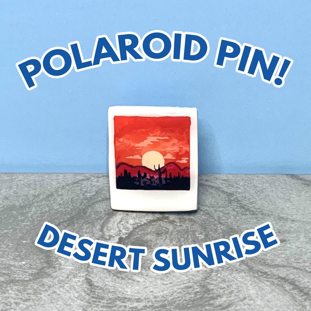 Polaroid Pin | Handmade Clay Pins | Desert Sunset Handpainted Polaroid ...