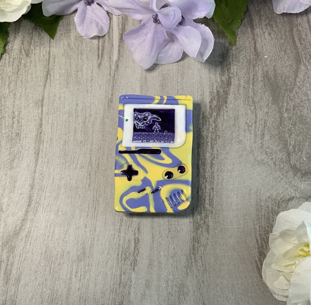 Purple & Yellow Swirl Original Gameboy Pin Handmade Clay Pins One-of-a ...