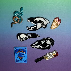 Animal Skull Pins | Handmade Clay Pins | Creepy Coyote, Raven, and Deer ...