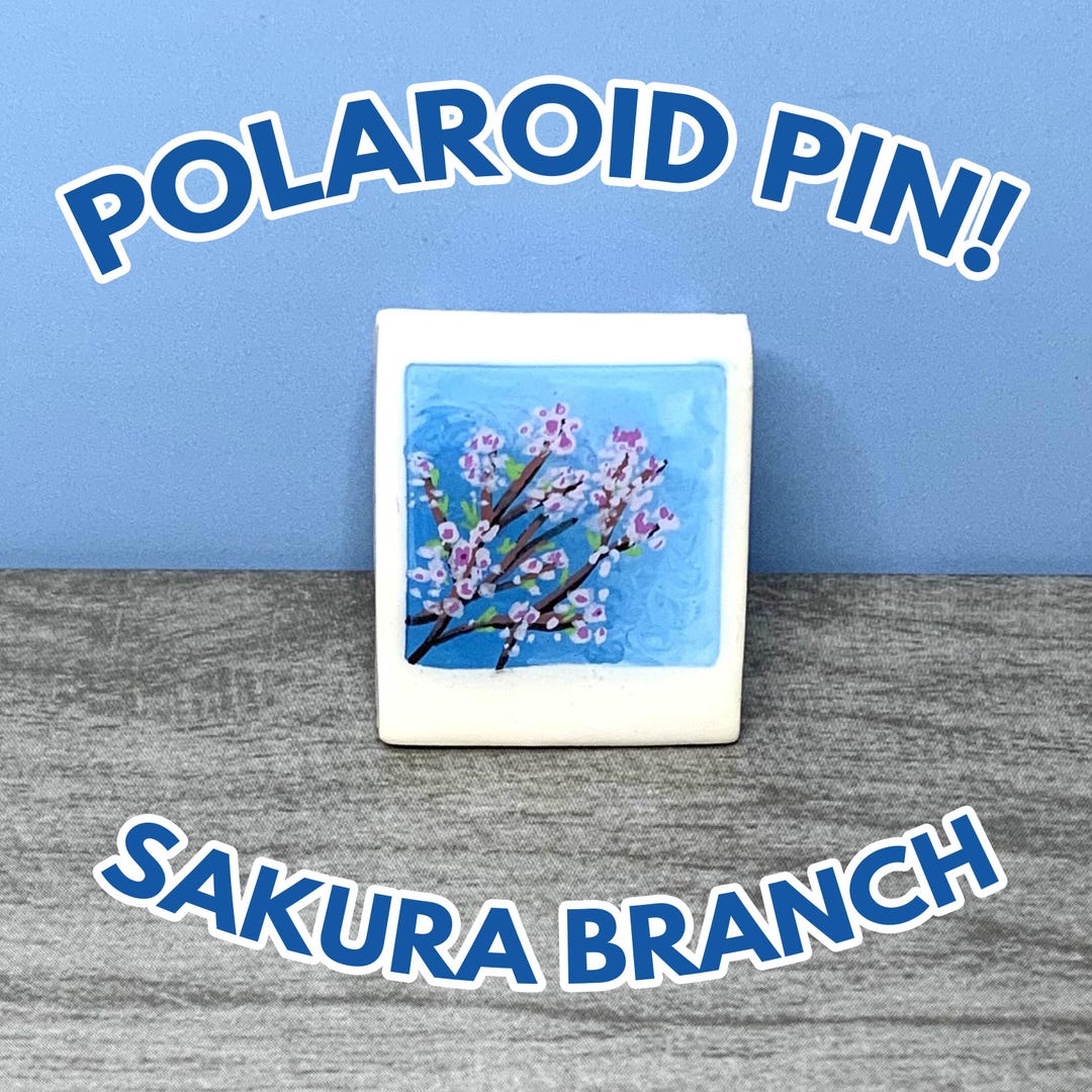 Polaroid Pin | Handmade Clay Pins | Cherry Blossoms Handpainted ...