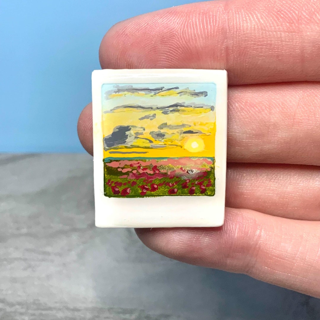 Polaroid Pin Handmade Clay Pins Flower Sunse Handpainted Polaroid Photo ...