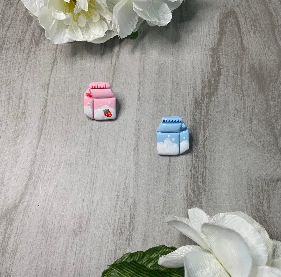 Milk Carton Pin Set Handmade Clay Pins Cute Strawberry Milk Pins - Etsy