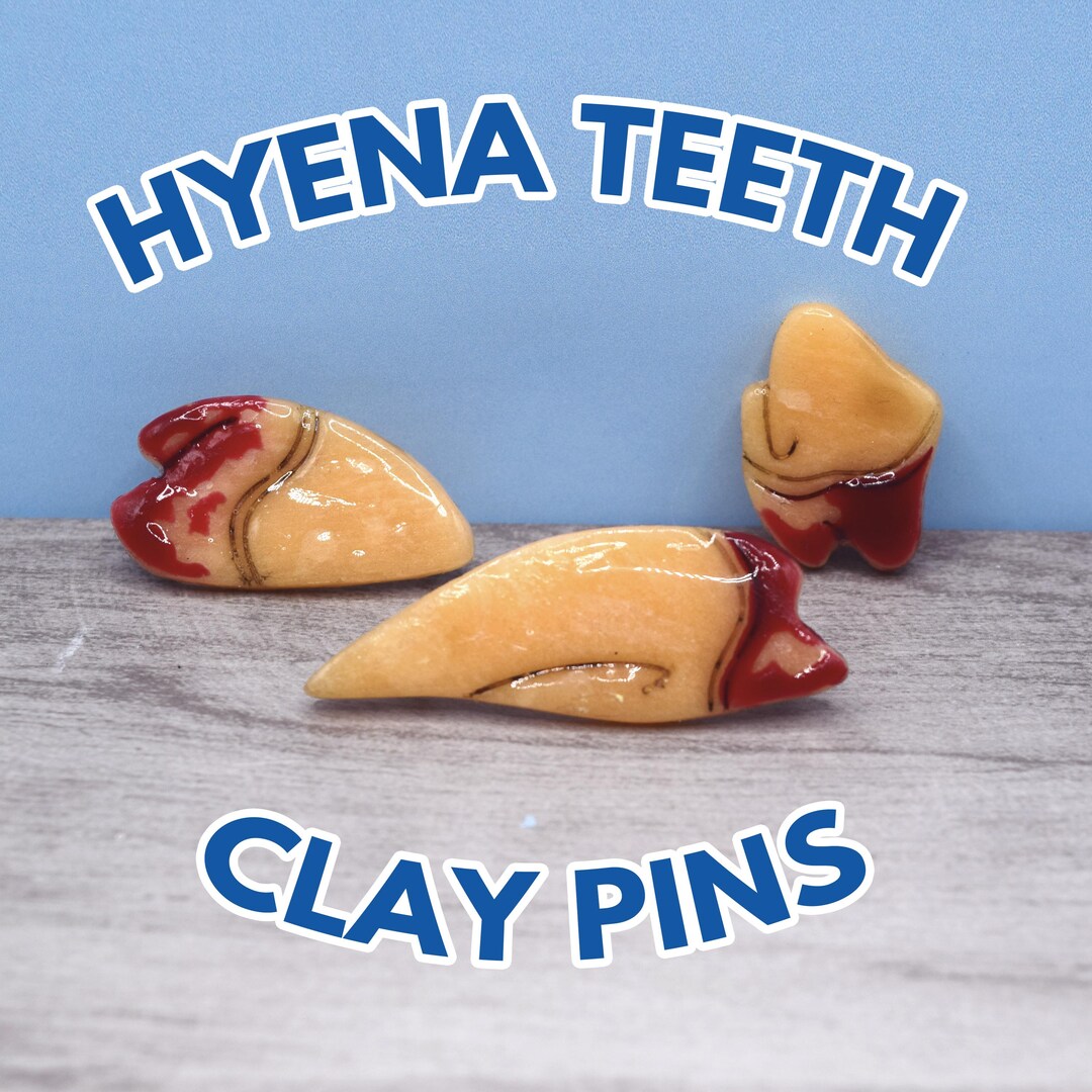 Hyena Teeth Pin Set | Handmade Clay Pins | Creepy Bloody Tooth Brooch ...
