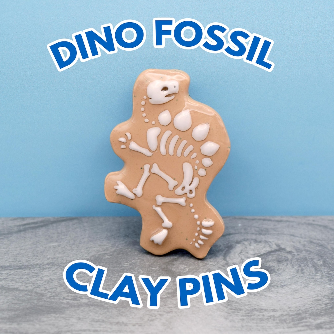 Handmade Dinosaur Fossil Pins | Large Polymer Clay Archeology Pin - Etsy