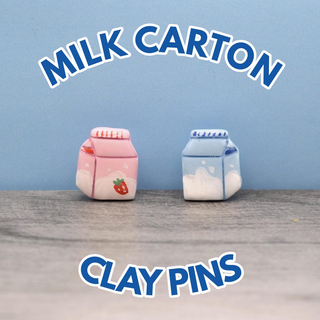 Handmade Milk Carton Pins | Clay Pins - Etsy