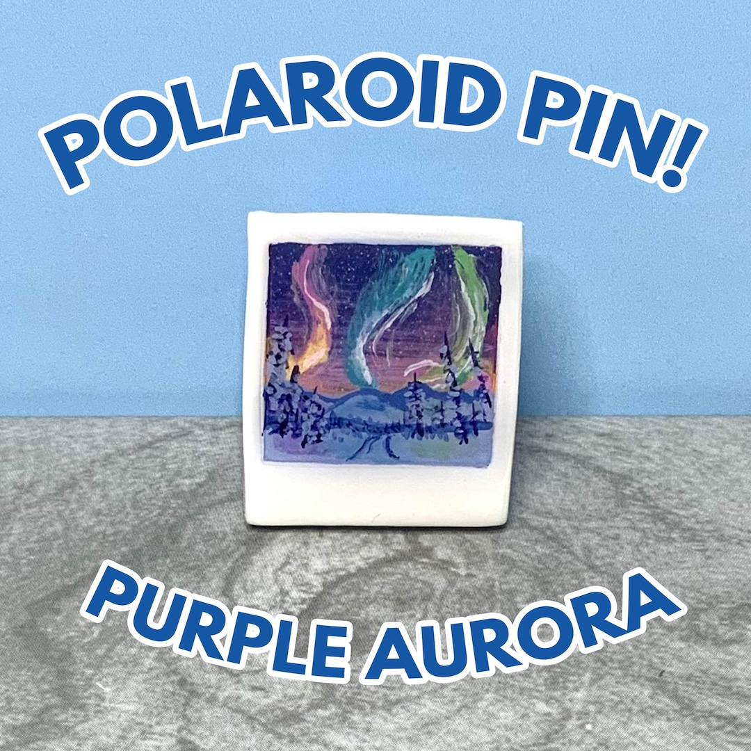 Polaroid Pin | Handmade Clay Pins | Northern Lights Rainbow Handpainted ...