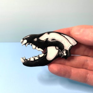 Animal Skull Pins | Handmade Clay Pins | Creepy Coyote, Raven, and Deer ...