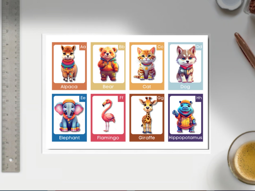 Fun and Illustrative Animal ABC Alphabet Printable Flashcards for Kid's ...