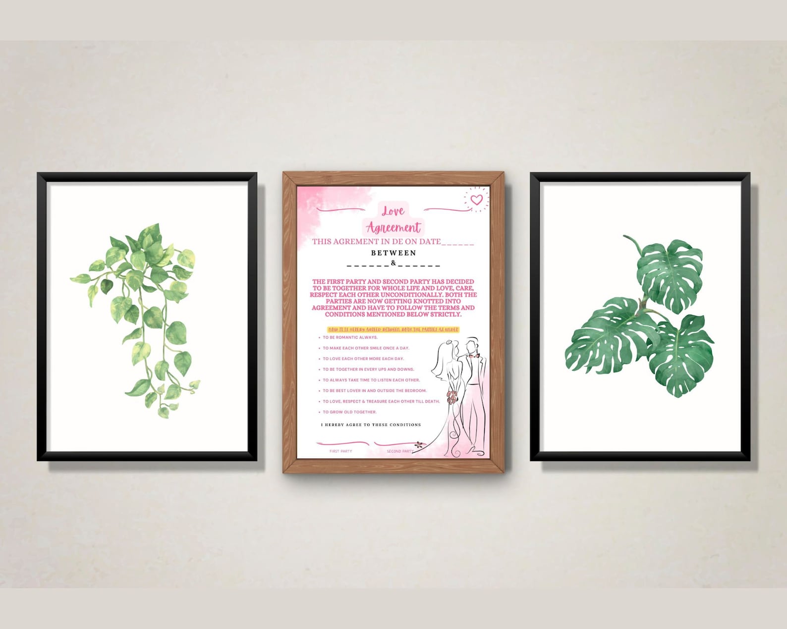 Printable Love Contract Digital Relationship Contract - Etsy