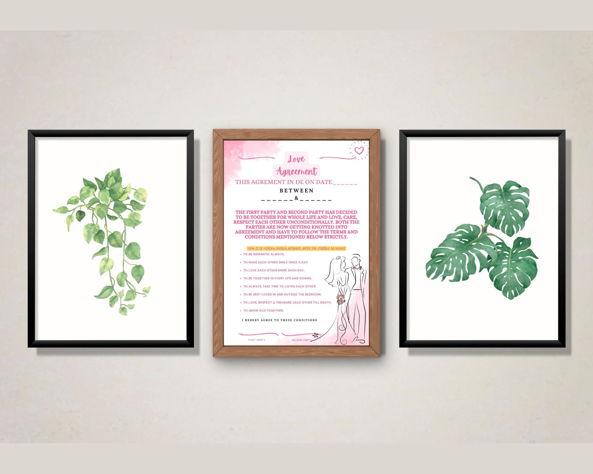 Printable Love Contracts, Digital Relationship Contract, Valentines Day ...