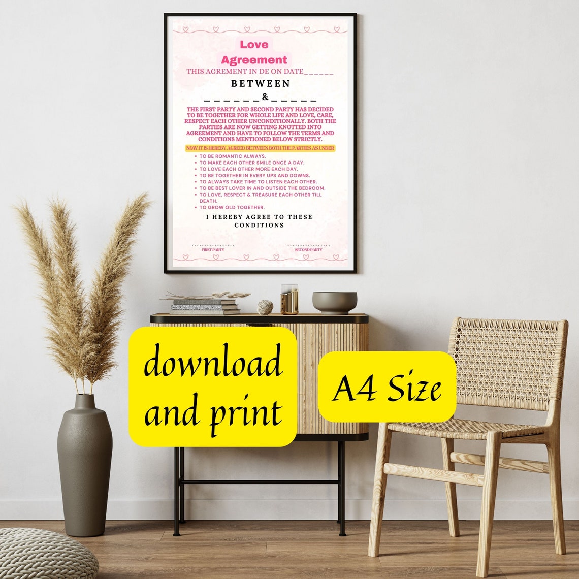 Printable Love Contracts, Digital Relationship Contract, Valentines Day ...