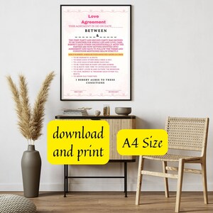 Printable Love Contracts, Digital Relationship Contract, Valentines Day ...