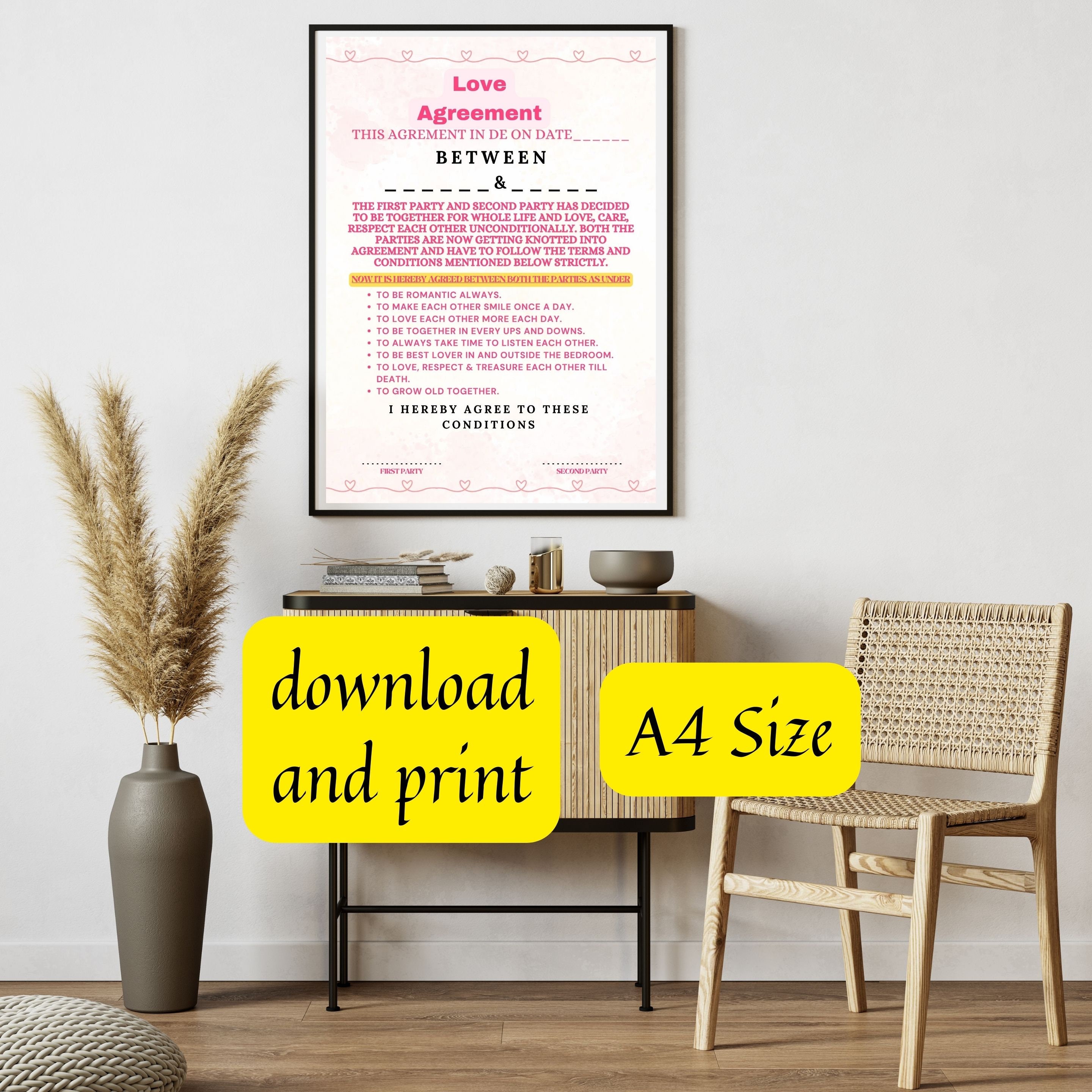 Printable Love Contracts, Digital Relationship Contract, Valentines Day ...